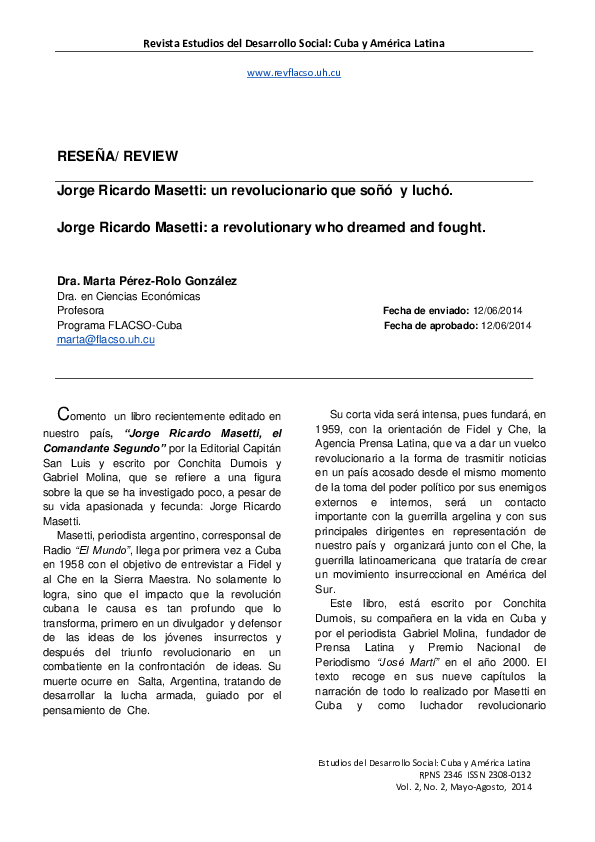 (PDF) Revista Estudios del Desarrollo Social: Cuba y América Latina ...