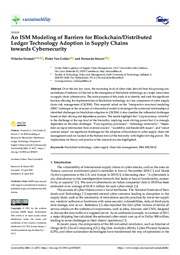 (PDF) An ISM Modeling of Barriers for Blockchain/Distributed Ledger Technology Adoption in ...