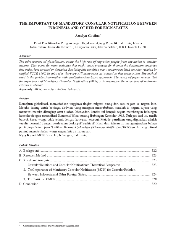 (PDF) The Important of Mandatory Consular Notification Between ...
