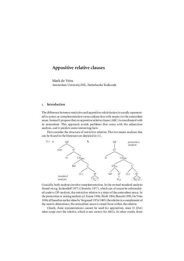 (PDF) Appositive relative clauses