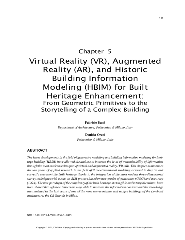 (PDF) Virtual Reality (VR), Augmented Reality (AR), and Historic ...