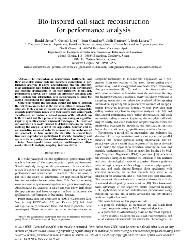 (PDF) Bio-Inspired Call-Stack Reconstruction for Performance Analysis