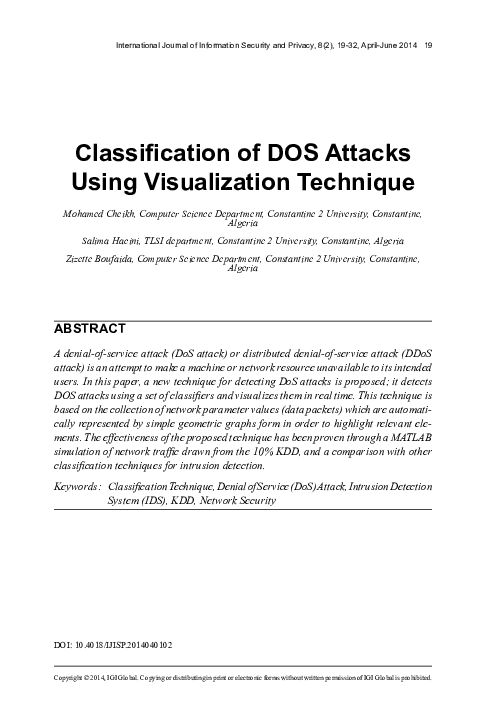 (PDF) Classification of DOS Attacks Using Visualization Technique