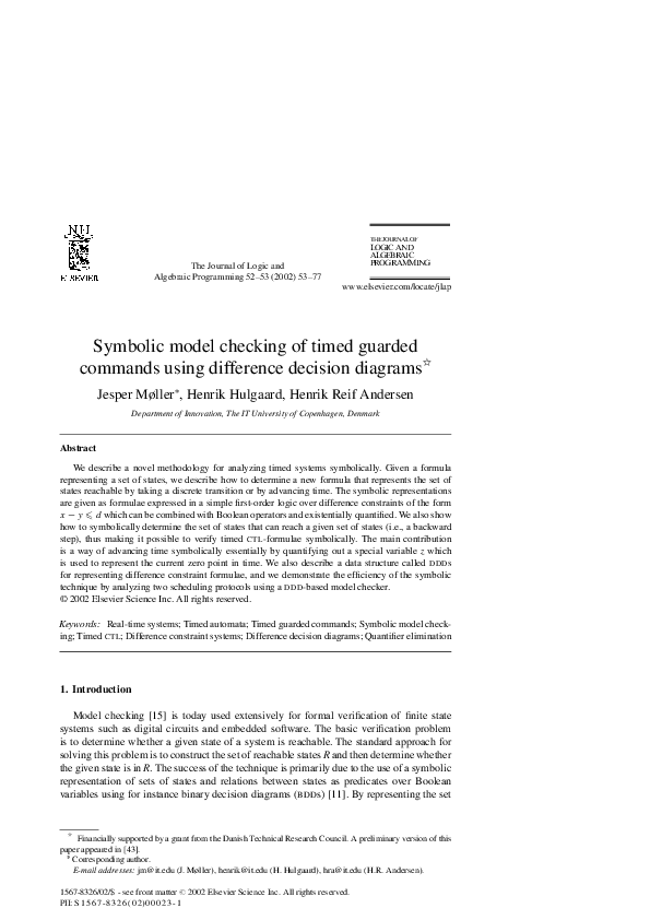 Pdf Symbolic Model Checking Of Timed Guarded Commands Using Difference Decision Diagrams