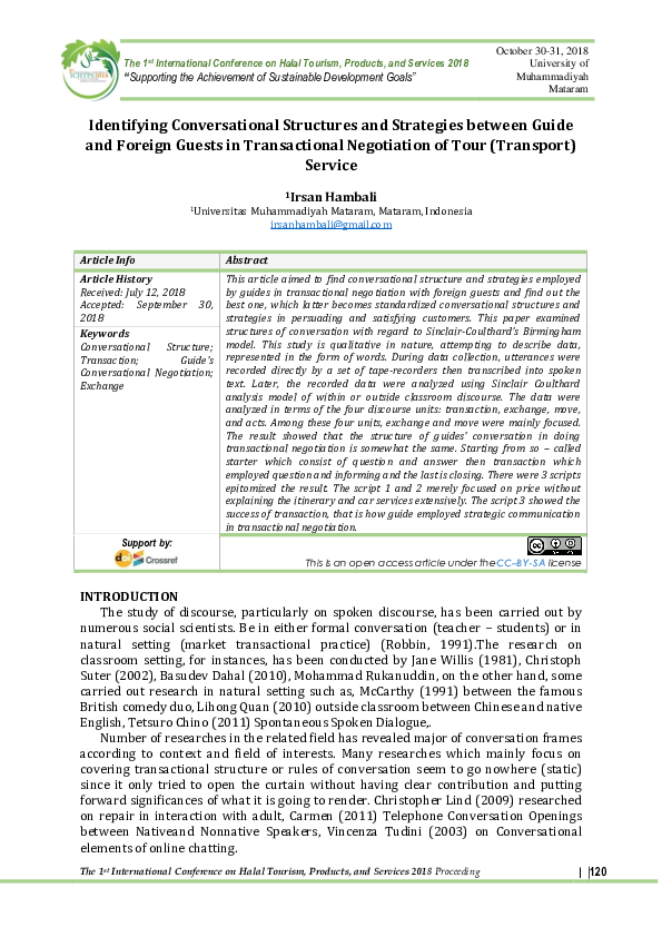 (PDF) Identifying Conversational Structures and Strategies between Guide and Foreign Guests in ...