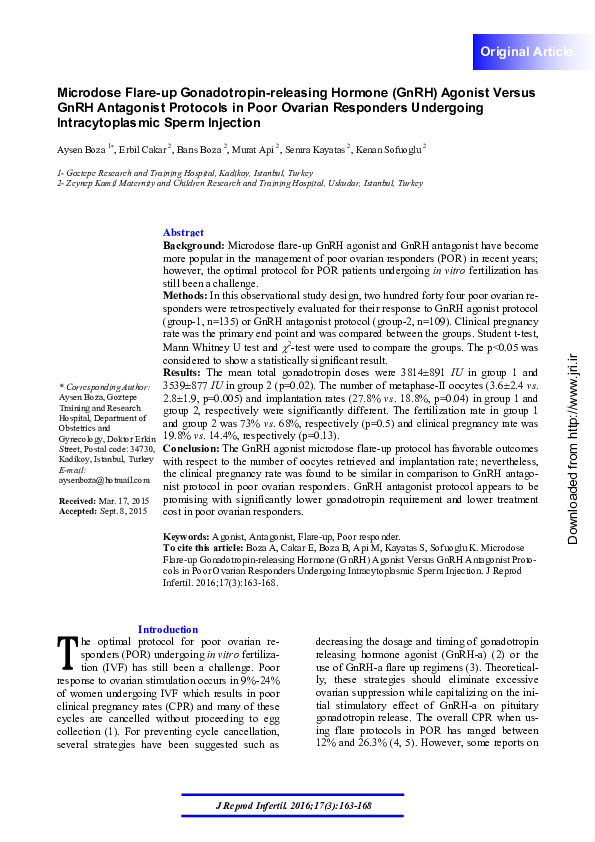 (PDF) Microdose Flare-up Gonadotropin-releasing Hormone (GnRH) Agonist ...