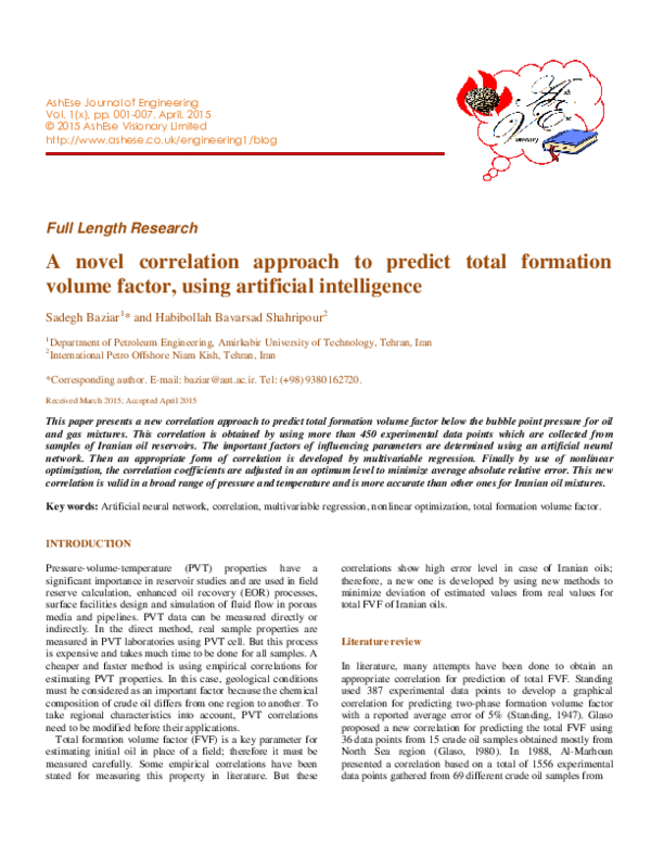 (PDF) A novel correlation approach to predict total formation volume ...