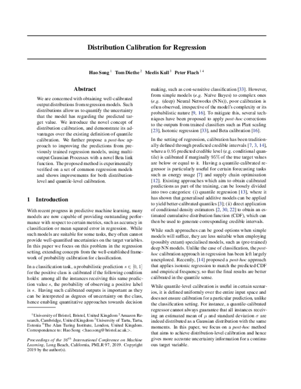 Pdf Distribution Calibration For Regression