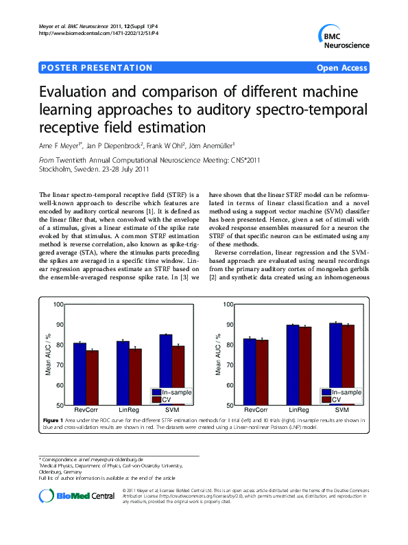 (PDF) Evaluation and comparison of different machine learning approaches to auditory spectro ...