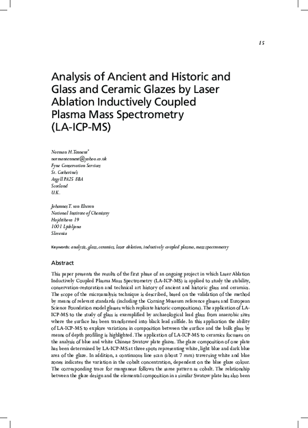 (PDF) Analysis of Ancient and Historic and Glass and Ceramic Glazes by Laser Ablation ...
