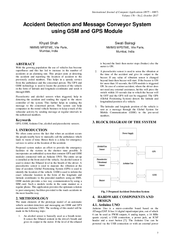 (PDF) Accident Detection and Message Conveyor System using GSM and GPS ...