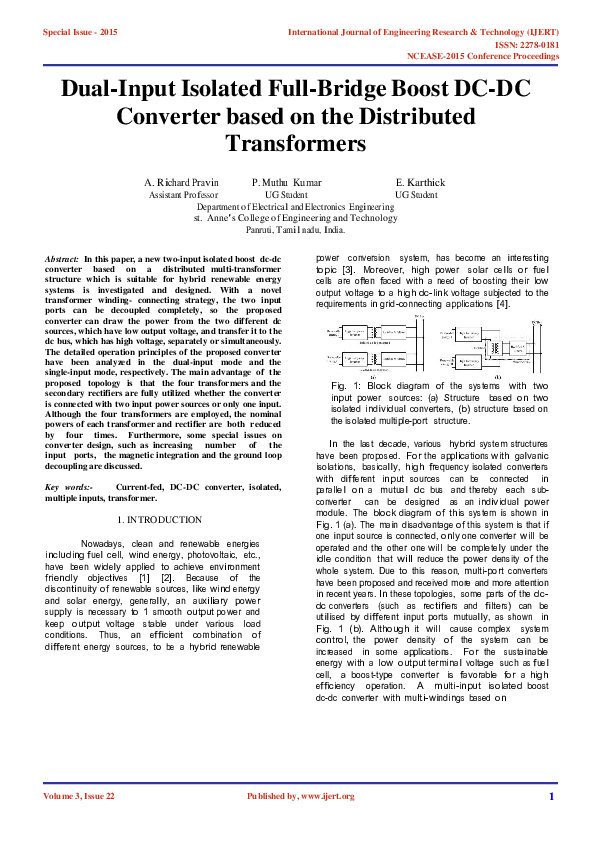 (PDF) Dual-Input Isolated Full-Bridge Boost DC-DC Converter based on ...