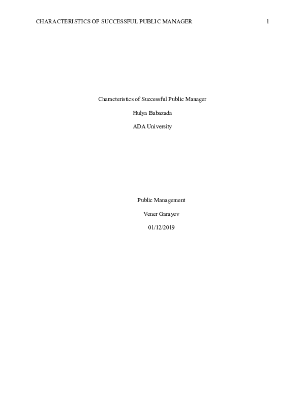 (PDF) Characteristics of Successful Public Manager