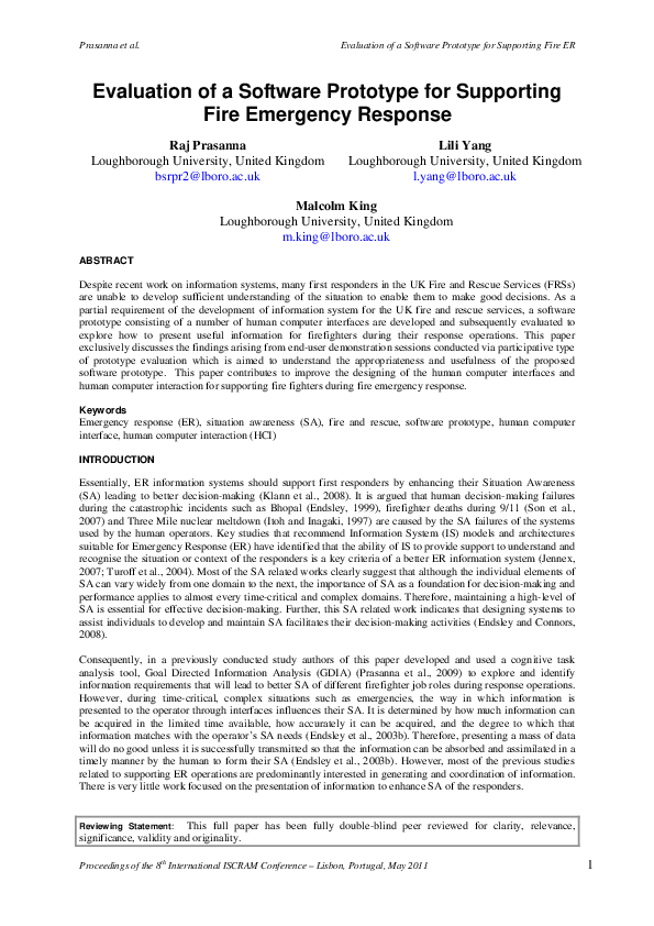 (PDF) Evaluation of a software prototype for supporting fire emergency ...