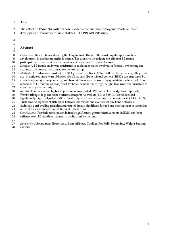 (PDF) The effect of 12-month participation in osteogenic and non ...