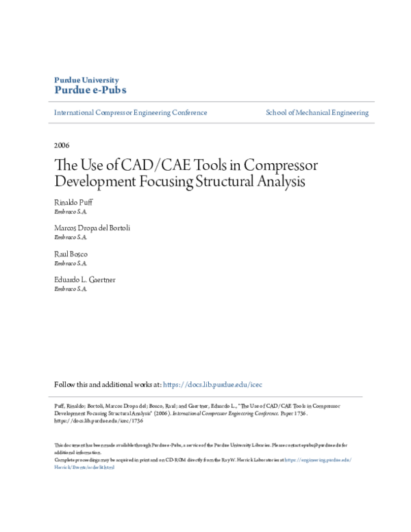 (PDF) The Use of CAD/CAE Tools in Compressor Development Focusing ...