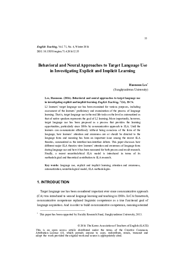 (PDF) Behavioral and Neural Approaches to Target Language Use in ...