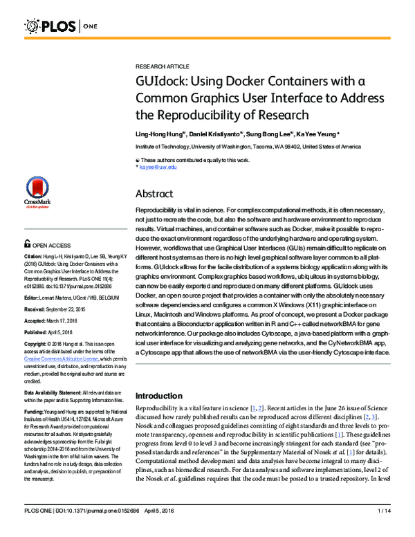 Pdf Guidock Using Docker Containers With A Common Graphics User Interface To Address The