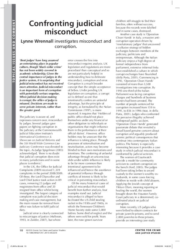 (PDF) Confronting Judicial Misconduct