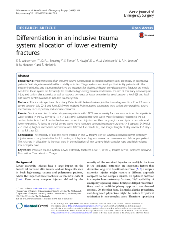 (PDF) Differentiation in an inclusive trauma system: allocation of ...