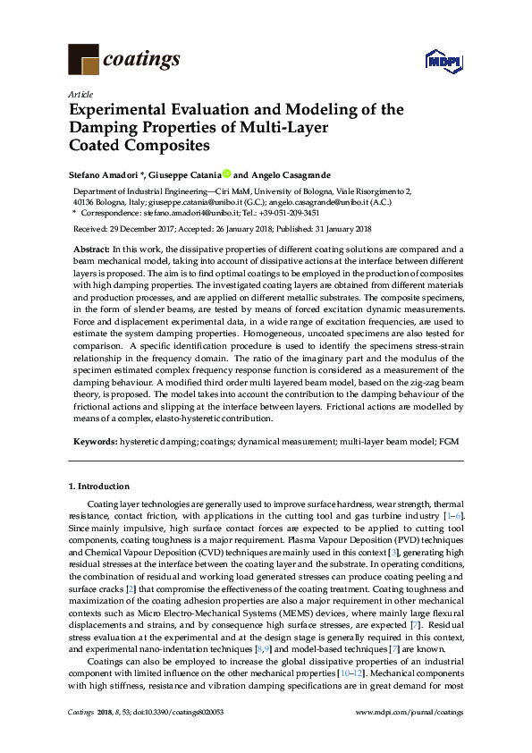 (PDF) Experimental Evaluation and Modeling of the Damping Properties of ...