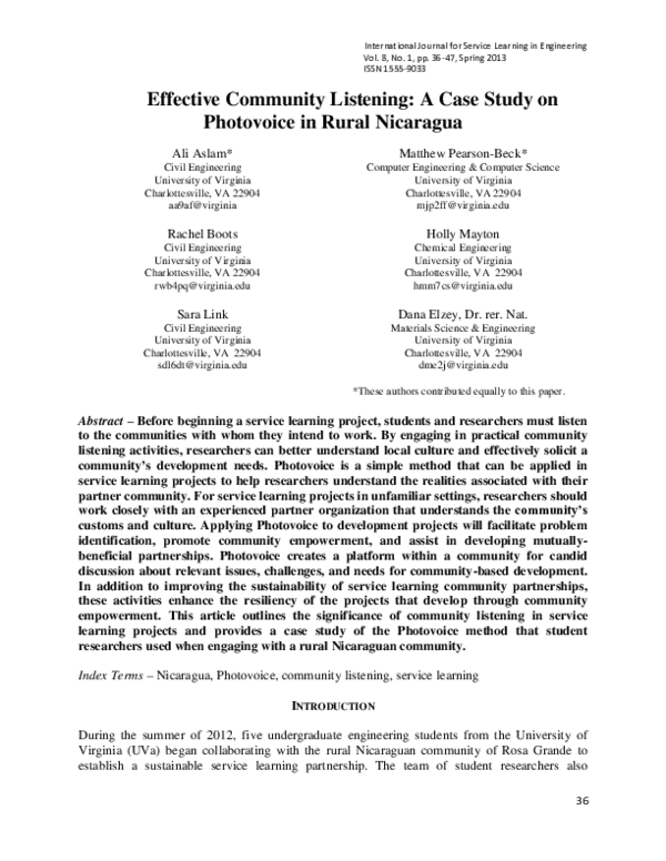 (PDF) Effective Community Listening: A Case Study on Photovoice in ...
