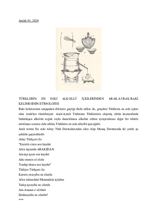 (PDF) TÜRKLERİN EN ESKİ ALKOLLÜ İÇKİLERİNDEN ARAK/AYRAK/RAKI ...