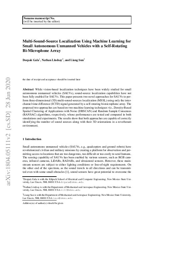 (PDF) Multi-Sound-Source Localization Using Machine Learning for Small Autonomous Unmanned ...