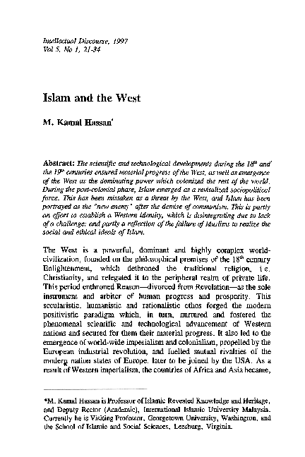 (PDF) Islam and the West