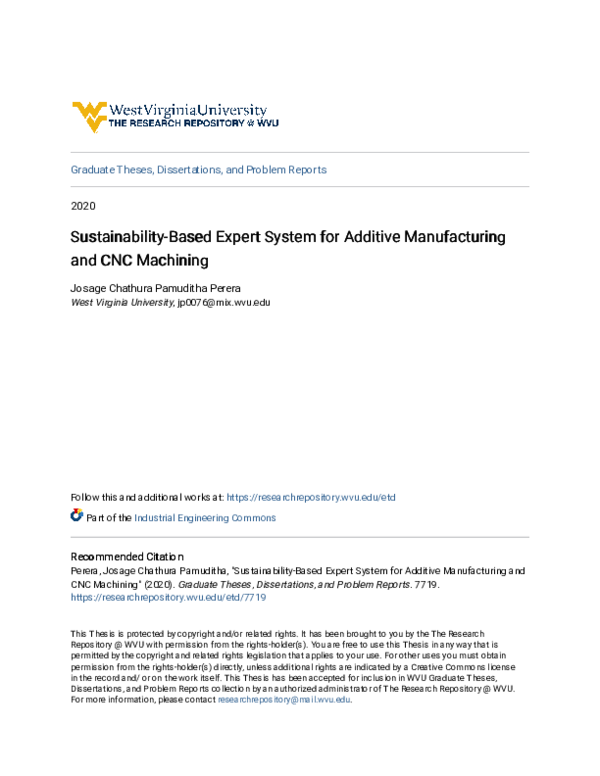 (PDF) Sustainability-Based Expert System for Additive Manufacturing and CNC Machining