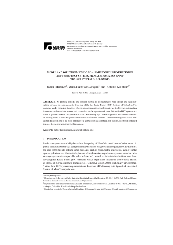 (PDF) And Solution Method to a Simultaneous Route Design and Frequency ...