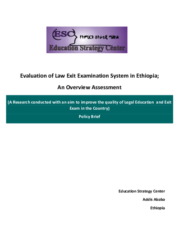 (PDF) Evaluation of Law Exit Examination System in Ethiopia; An ...