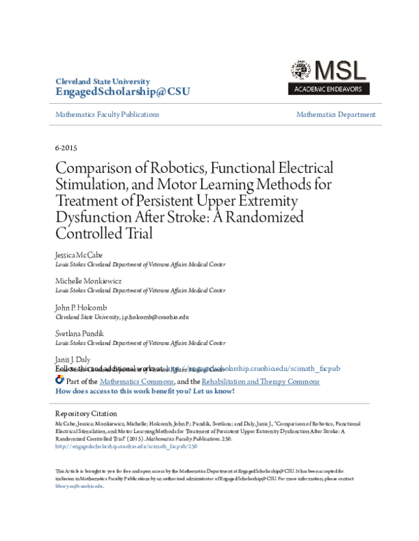 (PDF) Comparison of Robotics, Functional Electrical Stimulation, and ...
