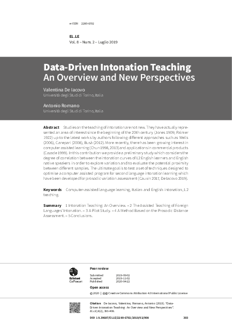 (PDF) Data-Driven Intonation Teaching
