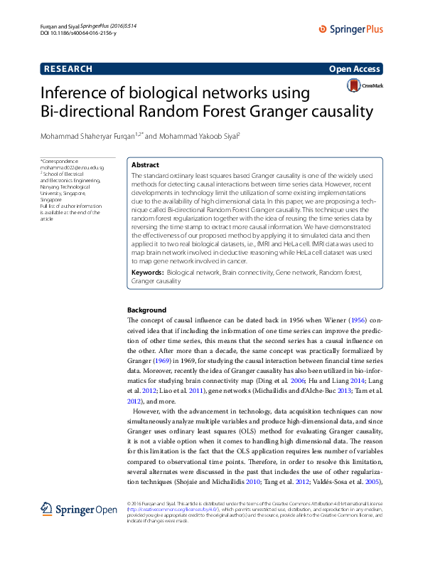 (PDF) Inference of biological networks using Bi-directional Random ...