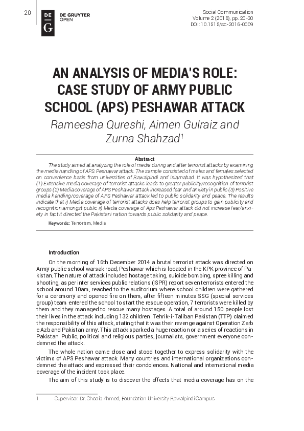 (PDF) An Analysis of Media’s Role: Case Study of Army Public School ...