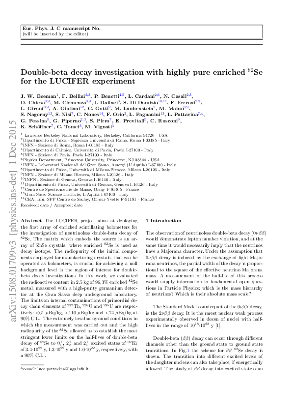 (PDF) Double-beta decay investigation with highly pure enriched $$^{82 ...