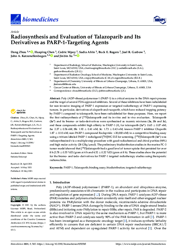 (PDF) Radiosynthesis and Evaluation of Talazoparib and Its Derivatives ...