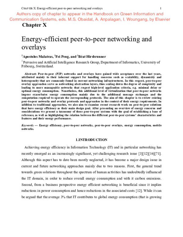 (PDF) Energy-Efficient Peer-to-Peer Networking and Overlays