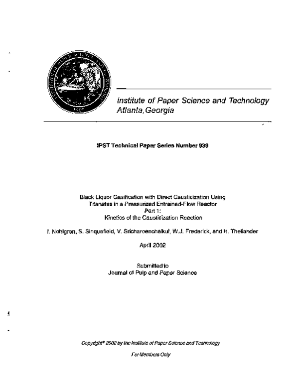 (PDF) Black liquor gasification with direct causticization using ...