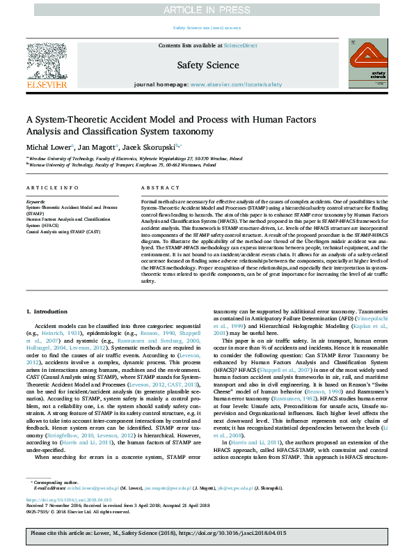 (PDF) A System-Theoretic Accident Model and Process with Human Factors Analysis and ...