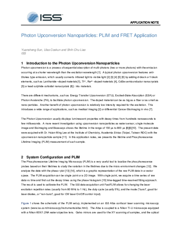 (PDF) Photon Upconversion Nanoparticles : PLIM and FRET Application