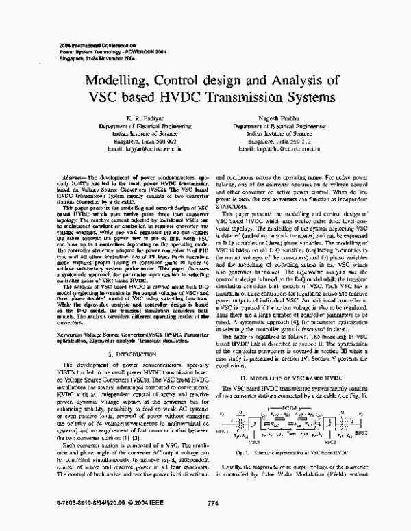 (PDF) Modelling, control design and analysis of VSC based HVDC ...