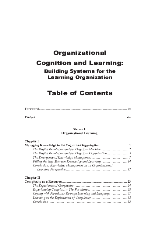 Pdf Organizational Cognition And Learning
