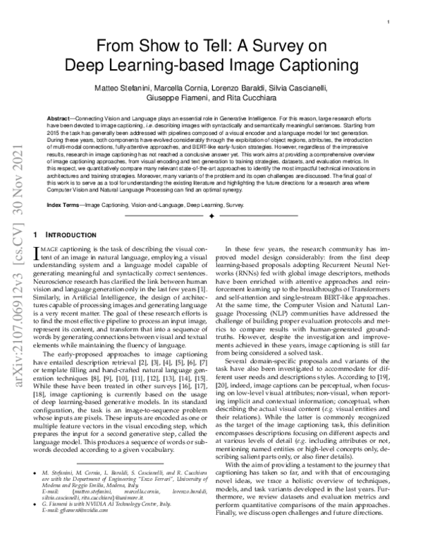 (PDF) From Show to Tell: A Survey on Deep Learning-based Image Captioning