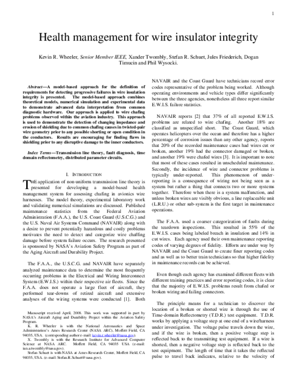 (PDF) Health management for wire insulator integrity