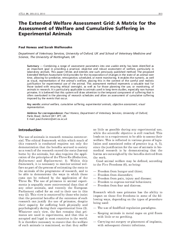 (PDF) The extended welfare assessment grid: a matrix for the assessment ...