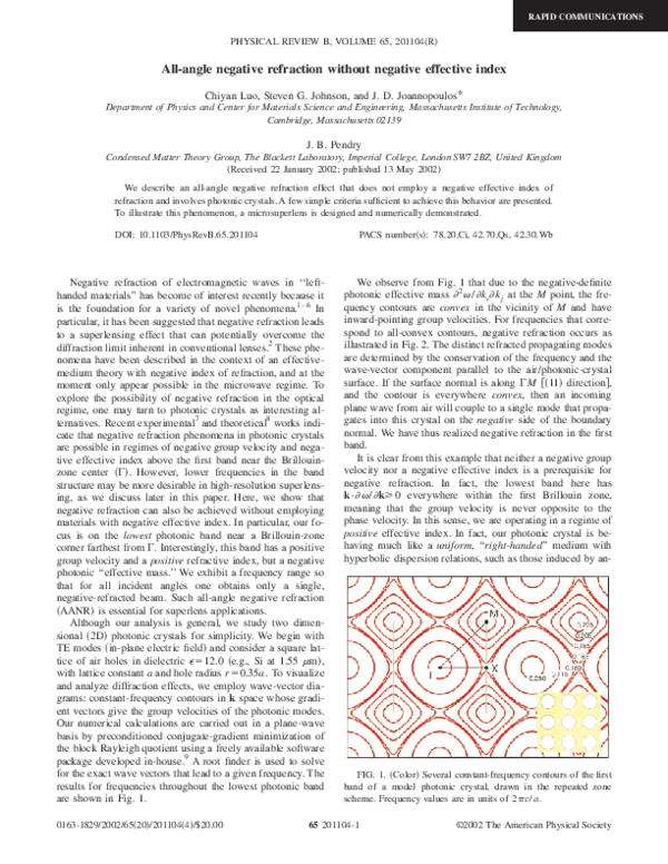 (PDF) All-angle negative refraction without negative effective index