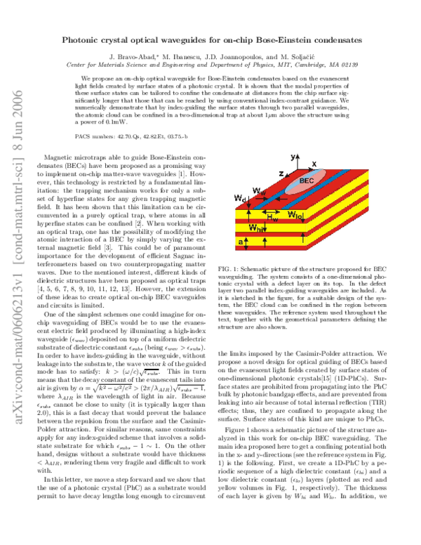 (PDF) Photonic crystal optical waveguides for on-chip Bose-Einstein ...