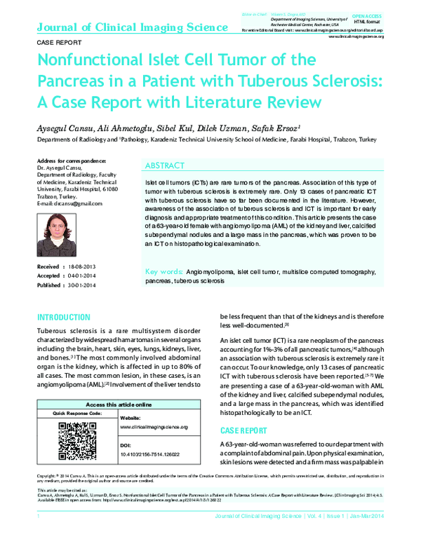 (PDF) Nonfunctional Islet Cell Tumor of the Pancreas in a Patient with ...